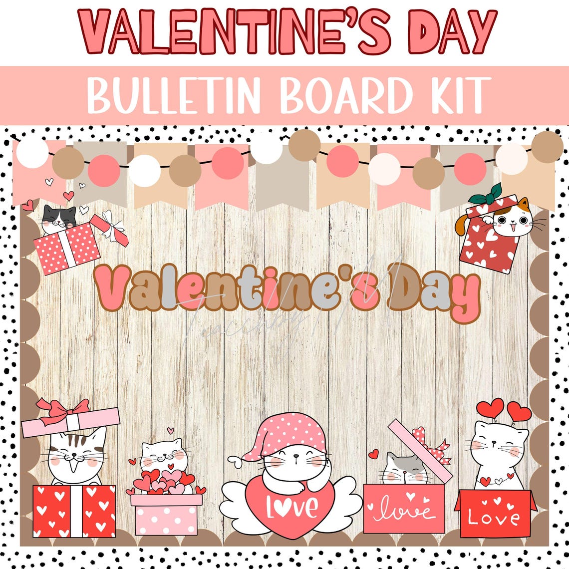 Valentine's Day Bulletin Board Kit, Love Door Decor, Hello February ...