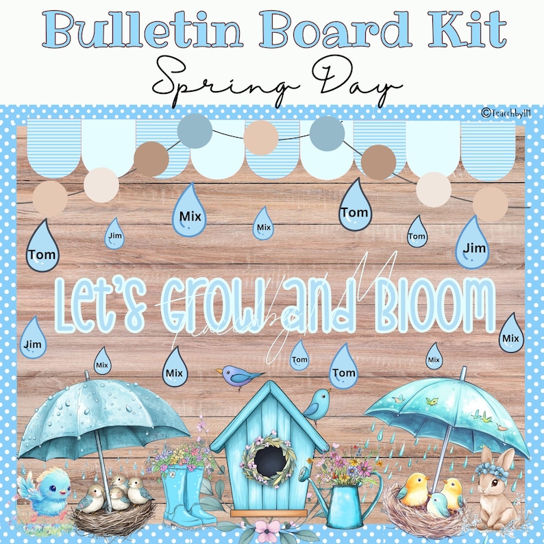 April Showers Bring May Birds & Blossoms Bulletin Board Kit L Let’s ...