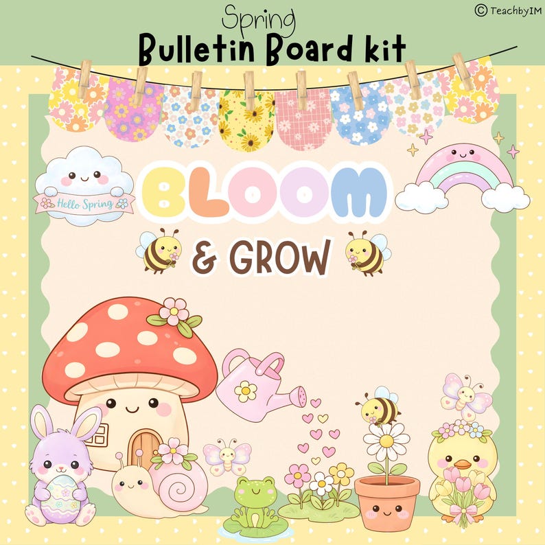 Hello Spring Bulletin Board Kit | Printable Classroom Decor - Etsy