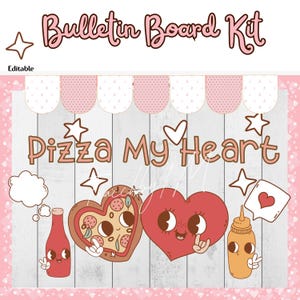 Valentine's Day Bulletin Board Kit: Pizza & Fries Classroom Decor ...