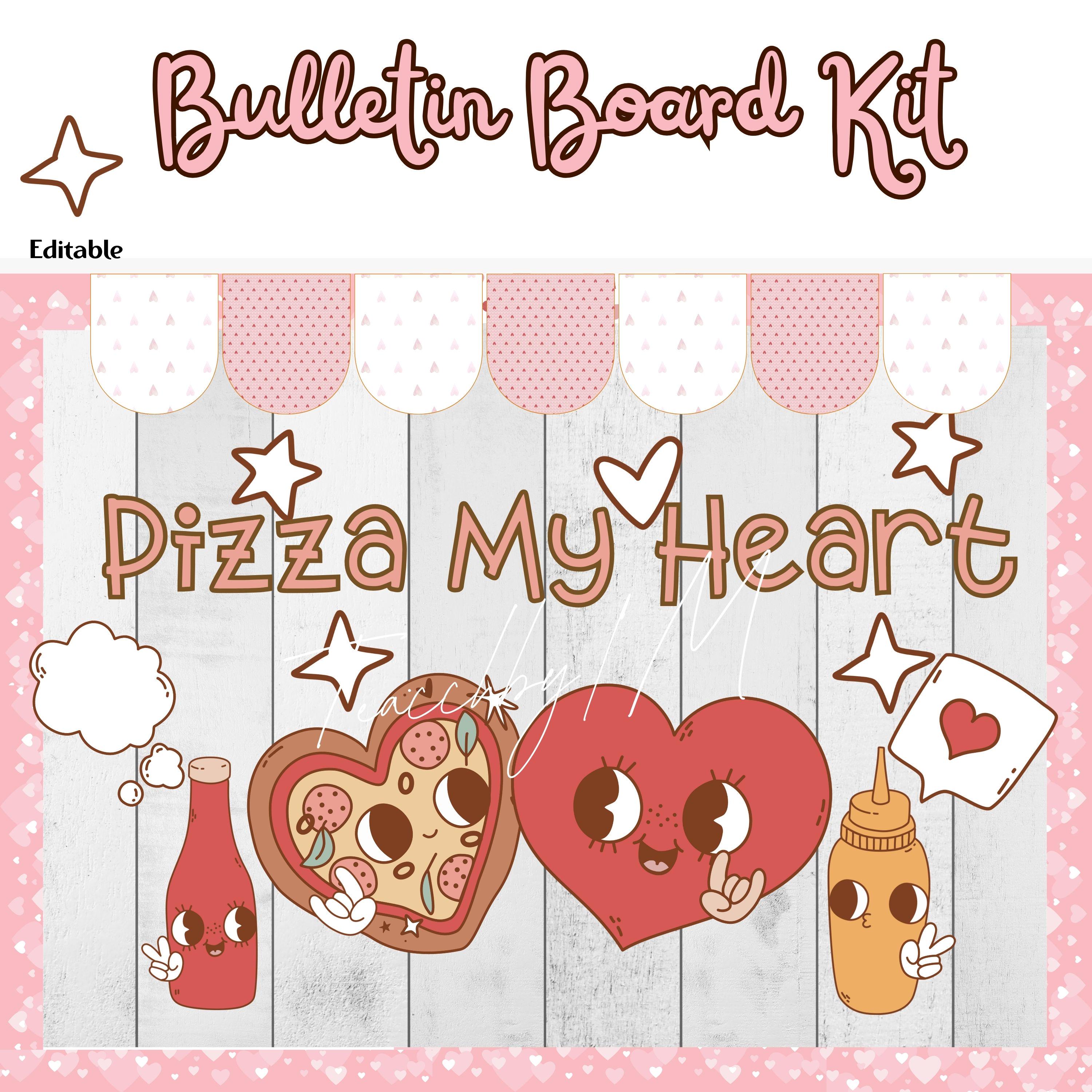 Valentine's Day Bulletin Board Kit: Pizza & Fries Classroom Decor ...