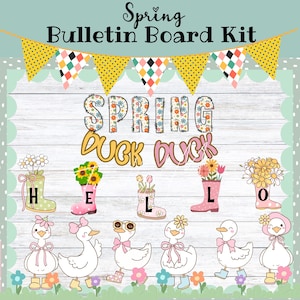 Duck Duck Spring Bulletin Board Kit L Spring Into Happiness Bulletin ...