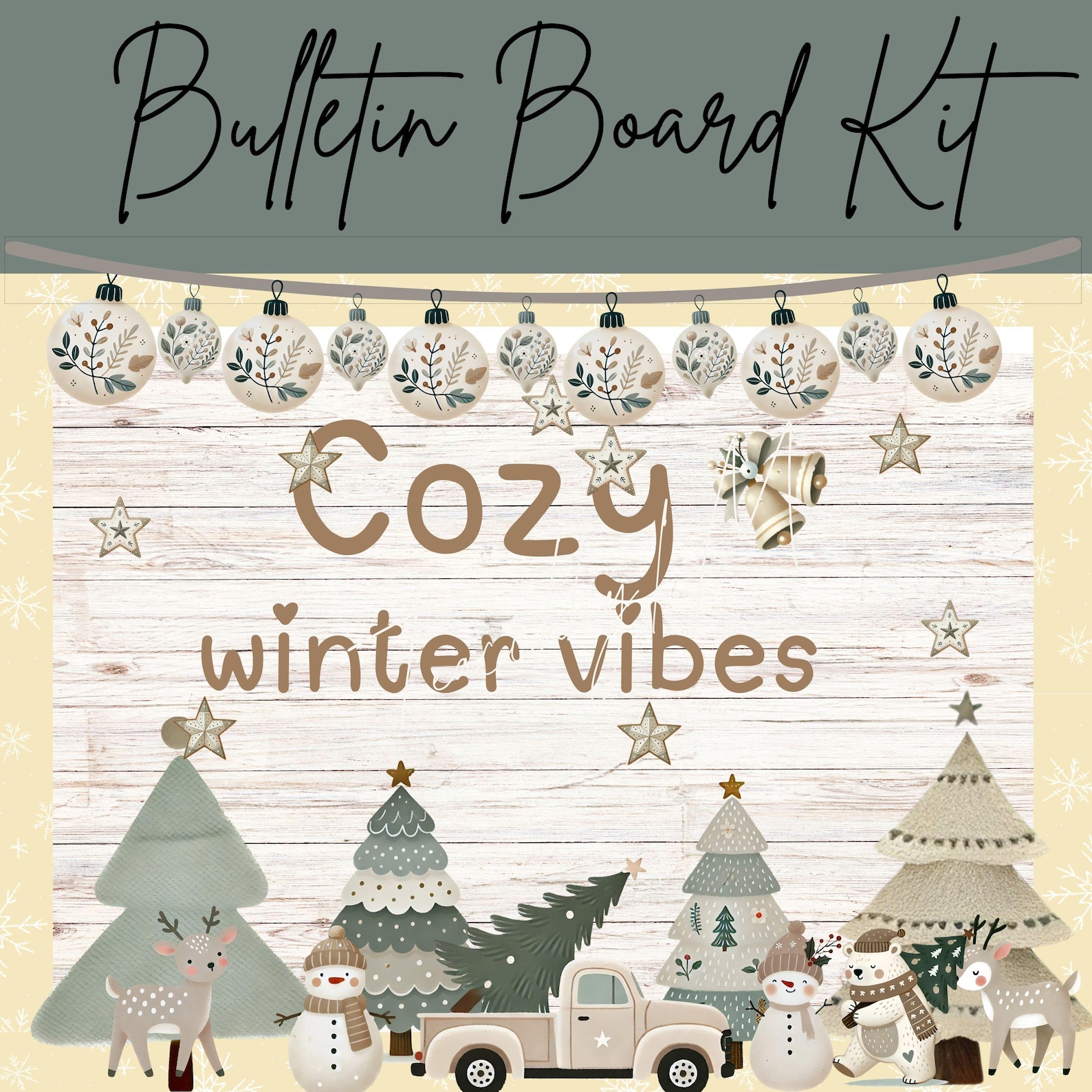 Cozy Winter Vibes Bulletin Board Kit Christmas-chanukah-kwanzaa,/ Happy ...