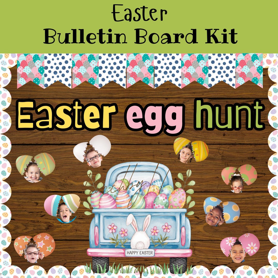 Easter Egg Hunt Bulletin Board Kit L Happy Easter Bulletin Board for ...