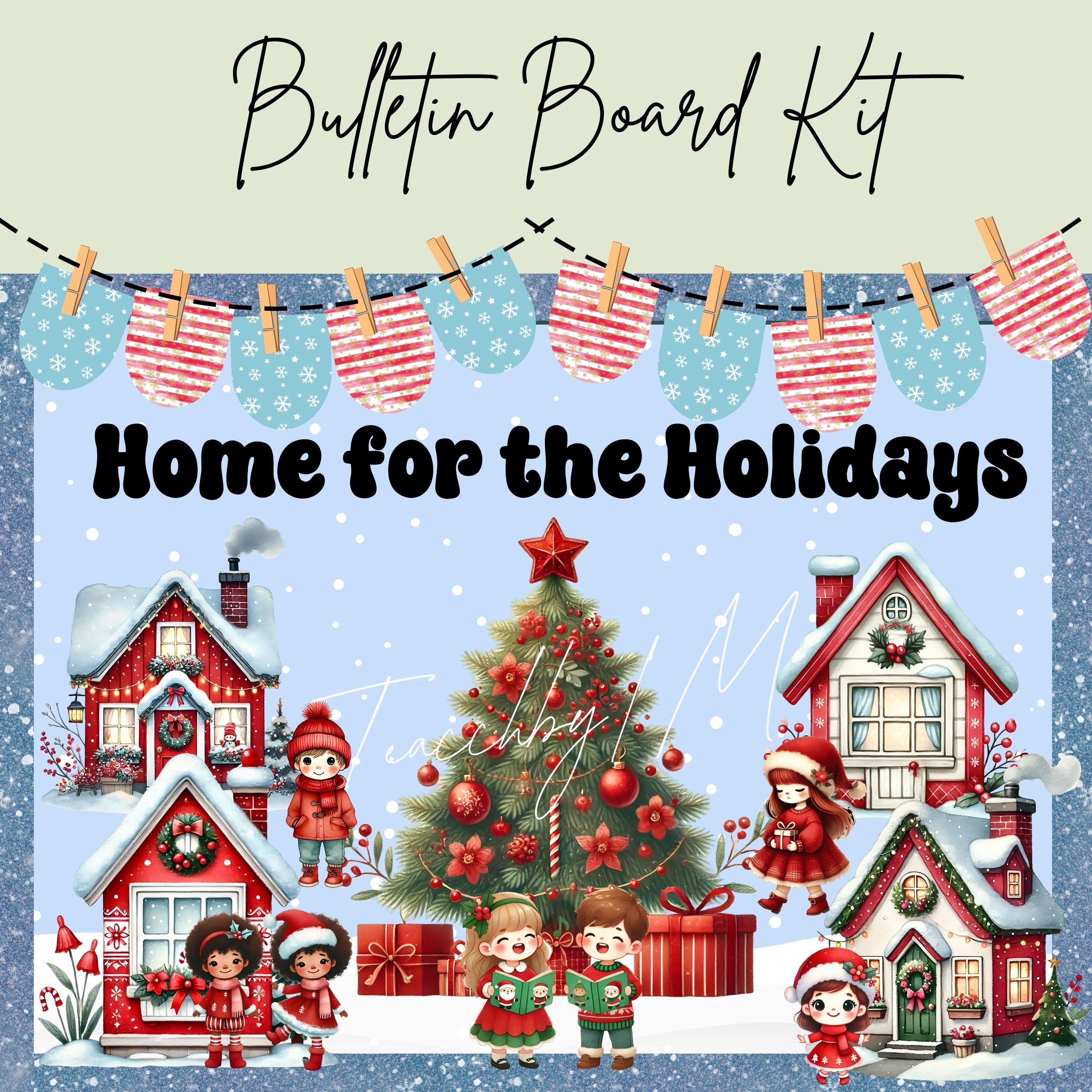 Christmas Village Bulletin Board Kit: Cozy Classroom Decor (printable ...