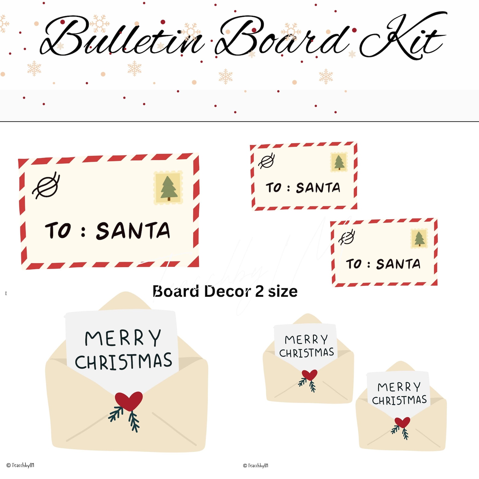 Letters to Santa Bulletin Board Kit L Merry Christmas Classroom Decor ...