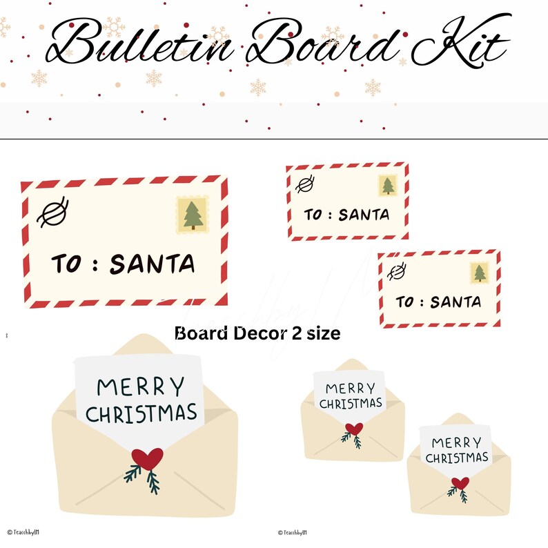 Letters to Santa Bulletin Board Kit L Merry Christmas Classroom Decor ...