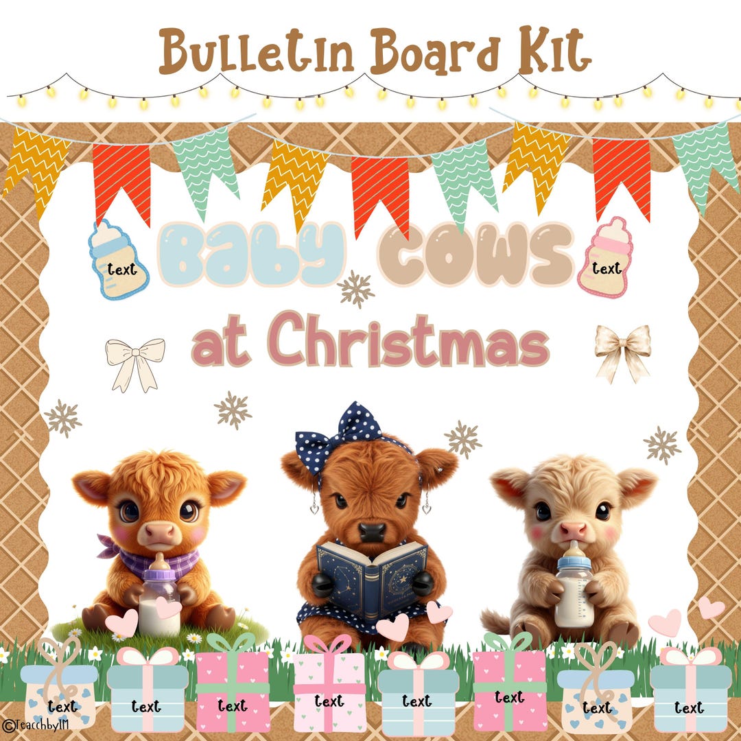 Cozy Christmas Bulletin Board Kit | Baby Cow Classroom Decor | Winter ...