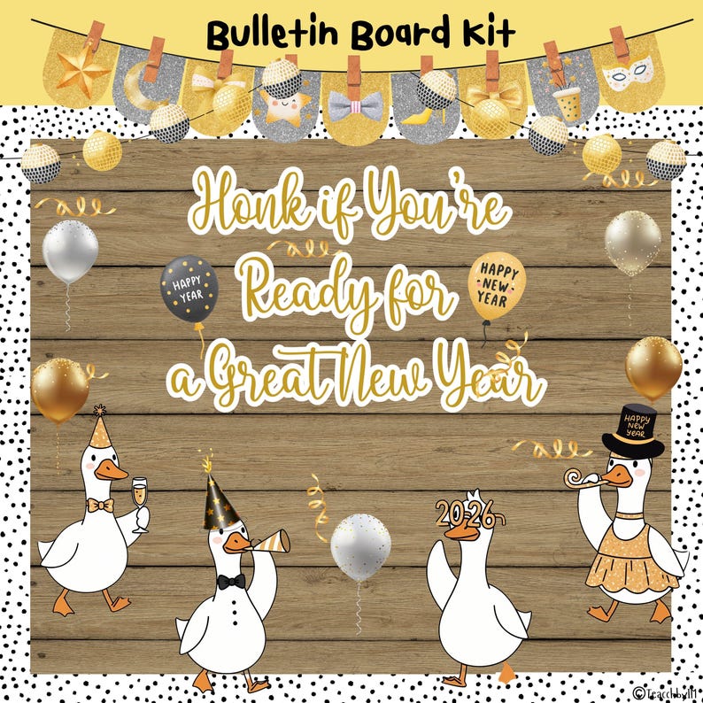 New Year 2026 Bulletin Board Kit | Goose Classroom Decor | Let’s Soar ...