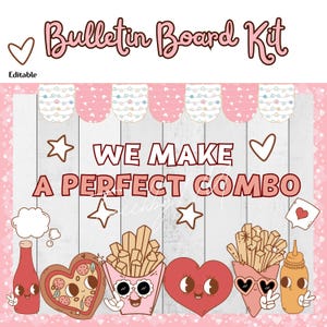 Valentine's Day Bulletin Board Kit: Pizza & Fries Classroom Decor ...