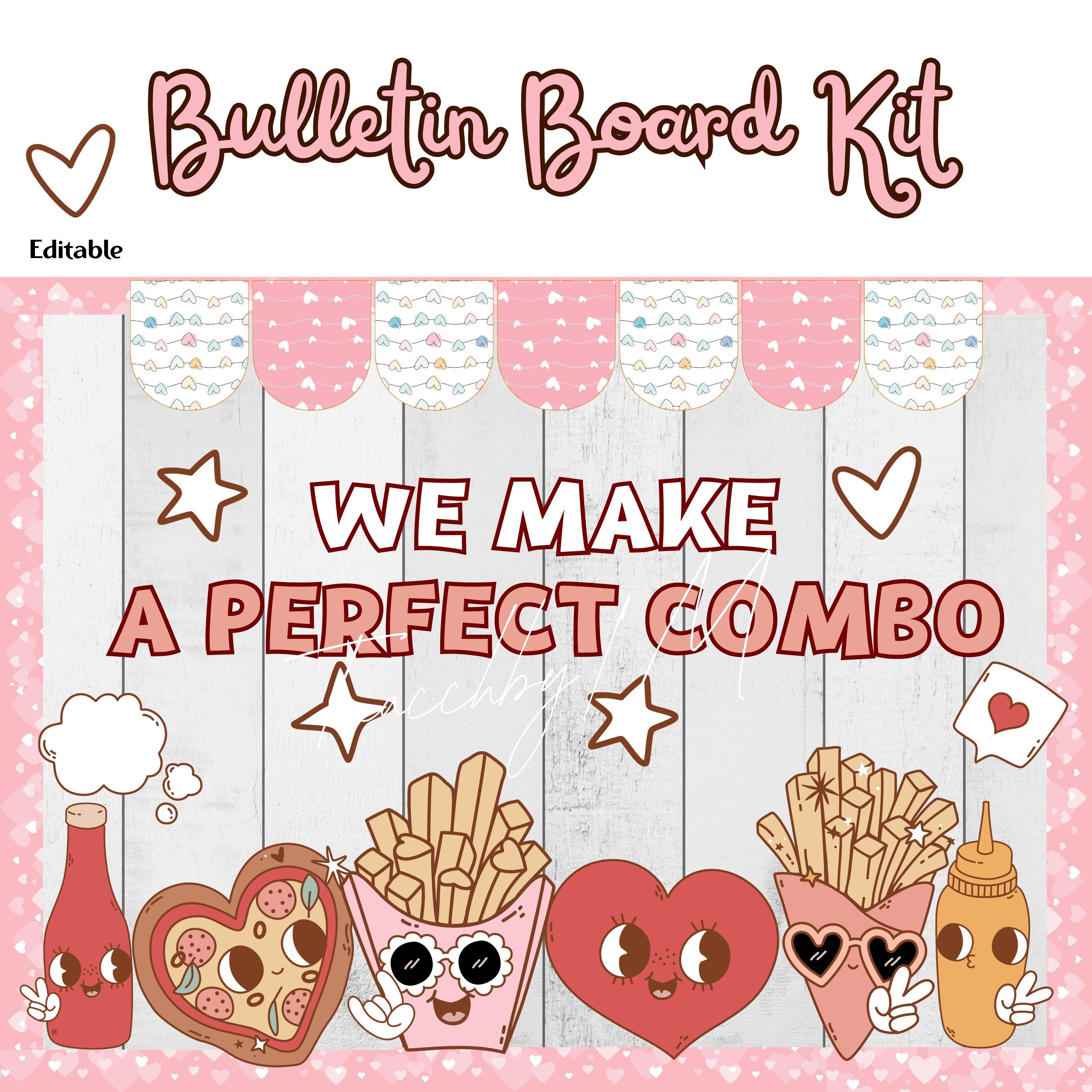 Valentine's Day Bulletin Board Kit: Pizza & Fries Classroom Decor ...