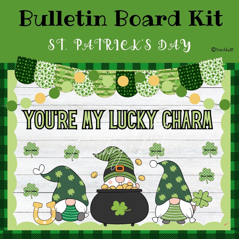 St. Patrick's Day Bulletin Board Kit: Shamrock Decor (PDF & PPT) - Etsy