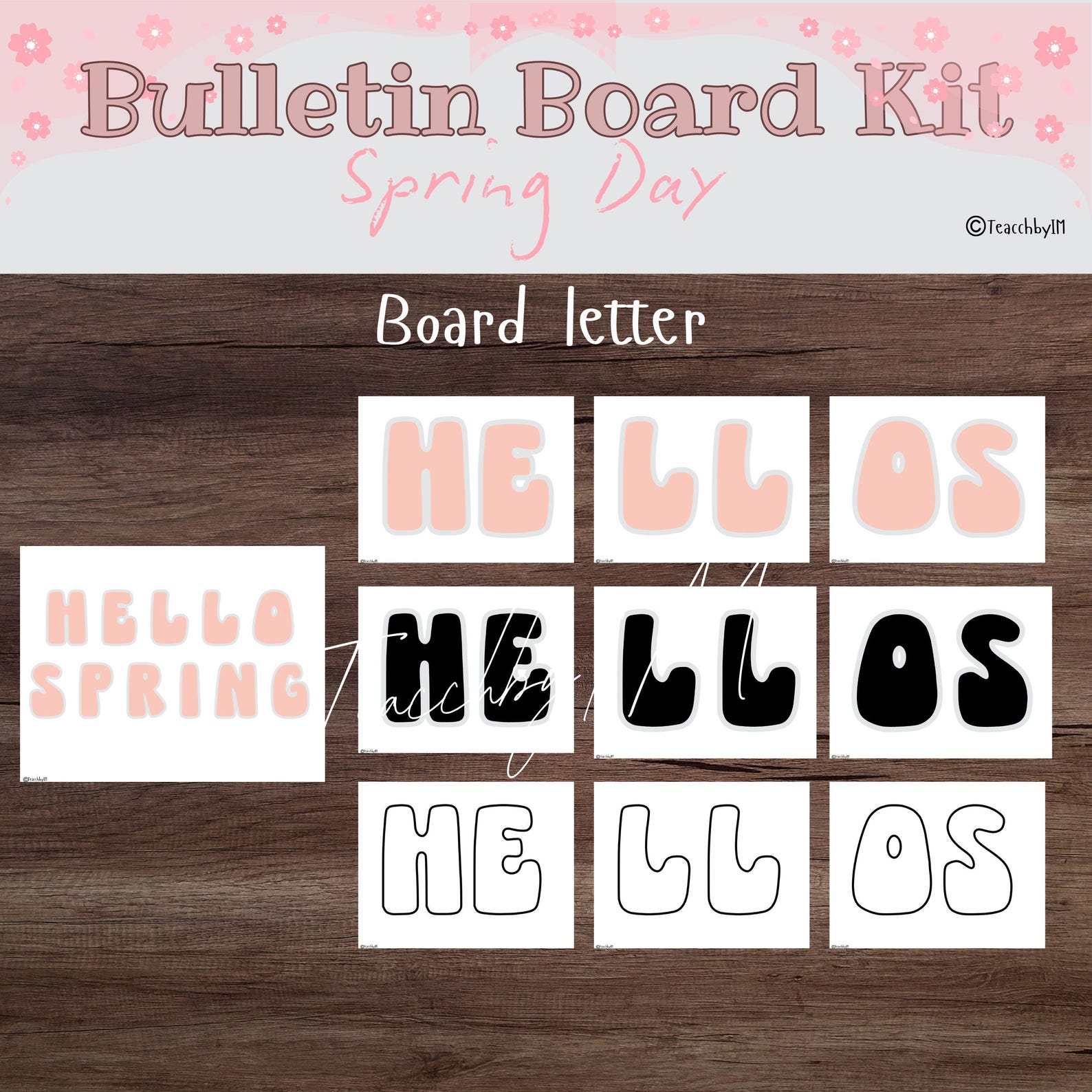 Hello Spring Bulletin Board Kit Classroom Decor L Happy Spring Bulletin ...