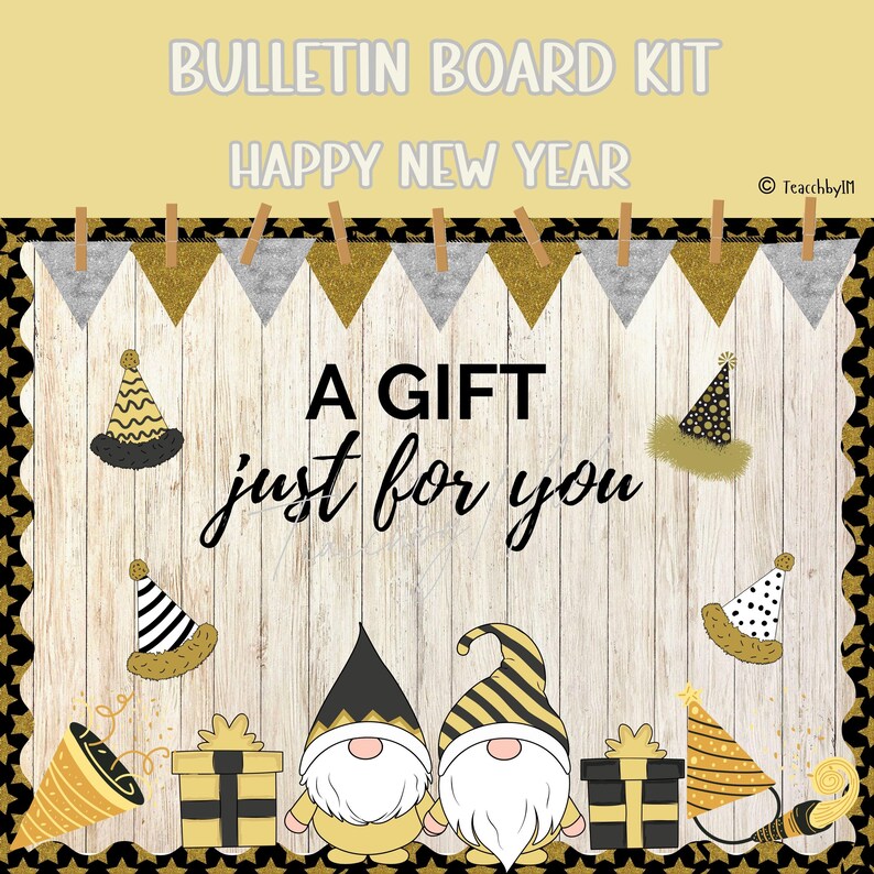 Happy New Year Bulletin Board Kit L January Bulletin Board L Printable ...