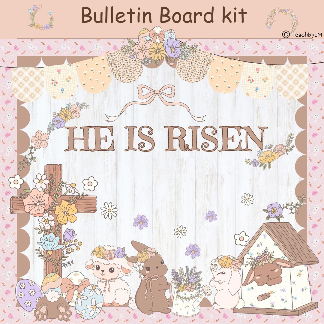 He is Risen Bulletin Board | Easter Christian Classroom Decor - Etsy