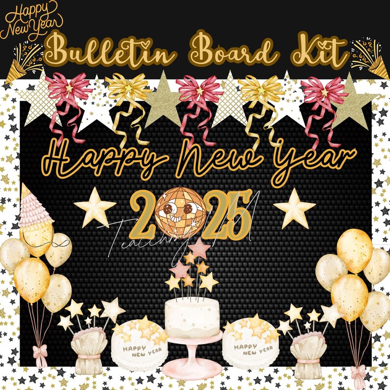 Happy New Year Bulletin Board Kit L January Bulletin Board L Shine ...