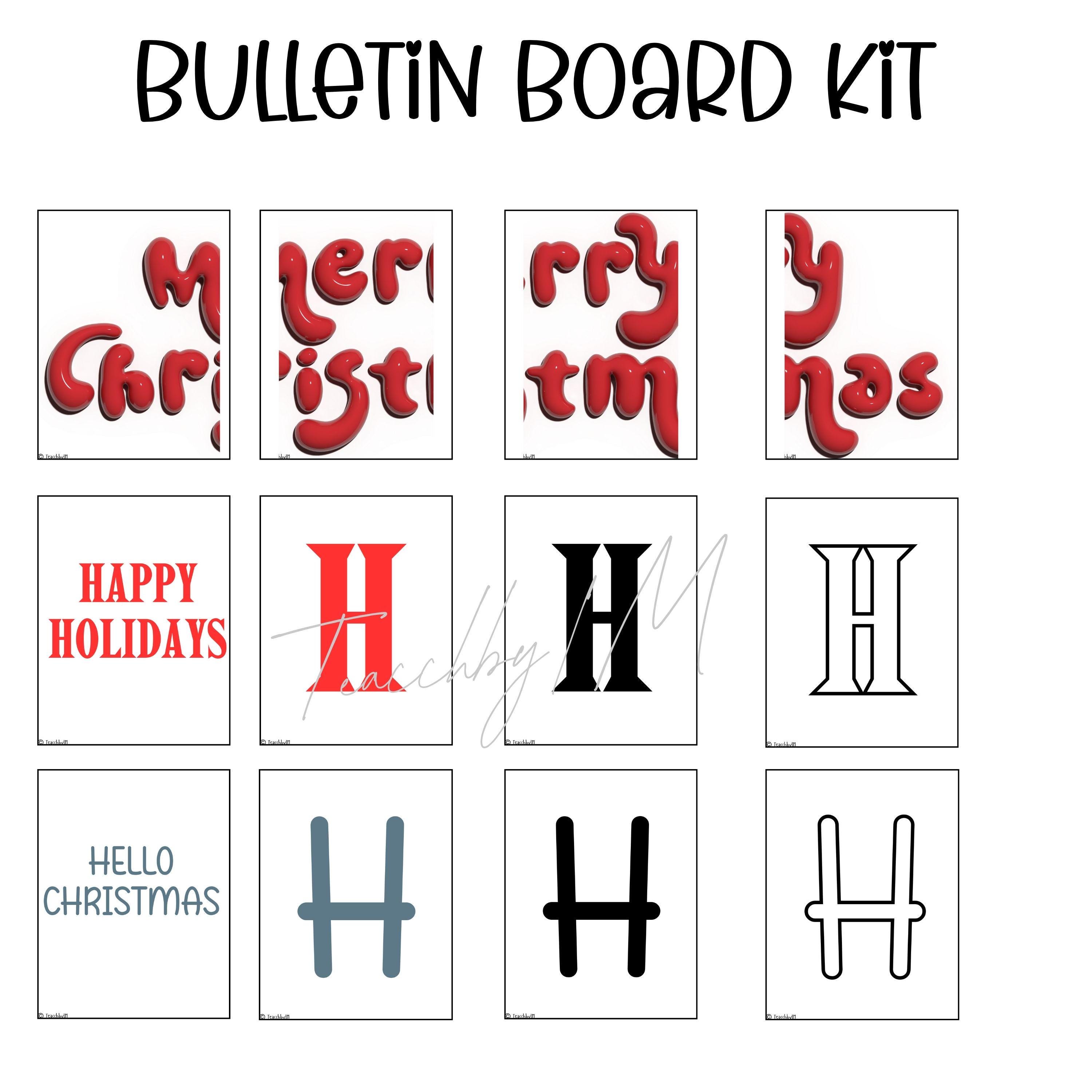 Merry Christmas Bulletin Board Kit | Happy Holidays Christmas Decor ...