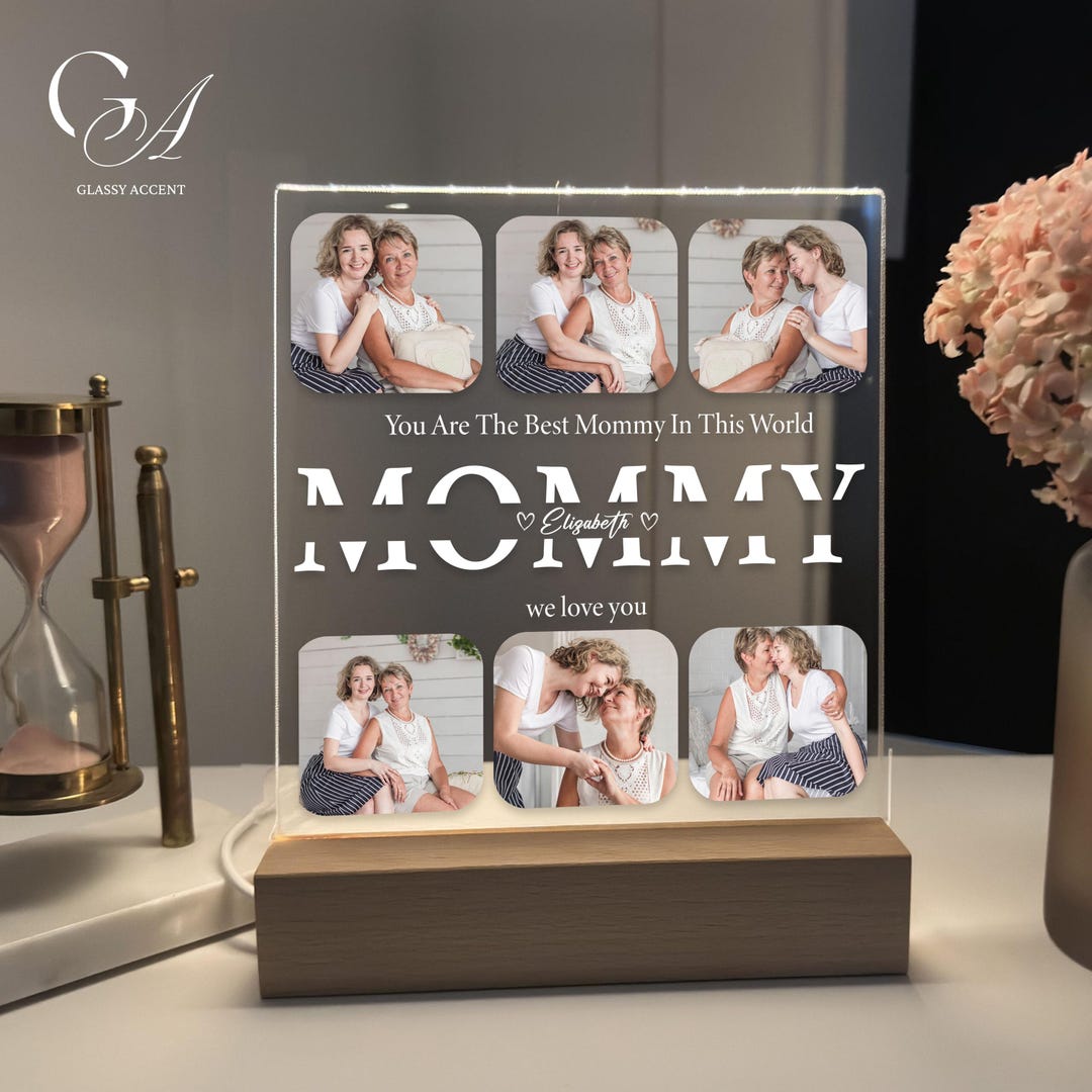 Personalized Name Mommy Photo Frame Night Light Acrylic Stand, Mommy ...