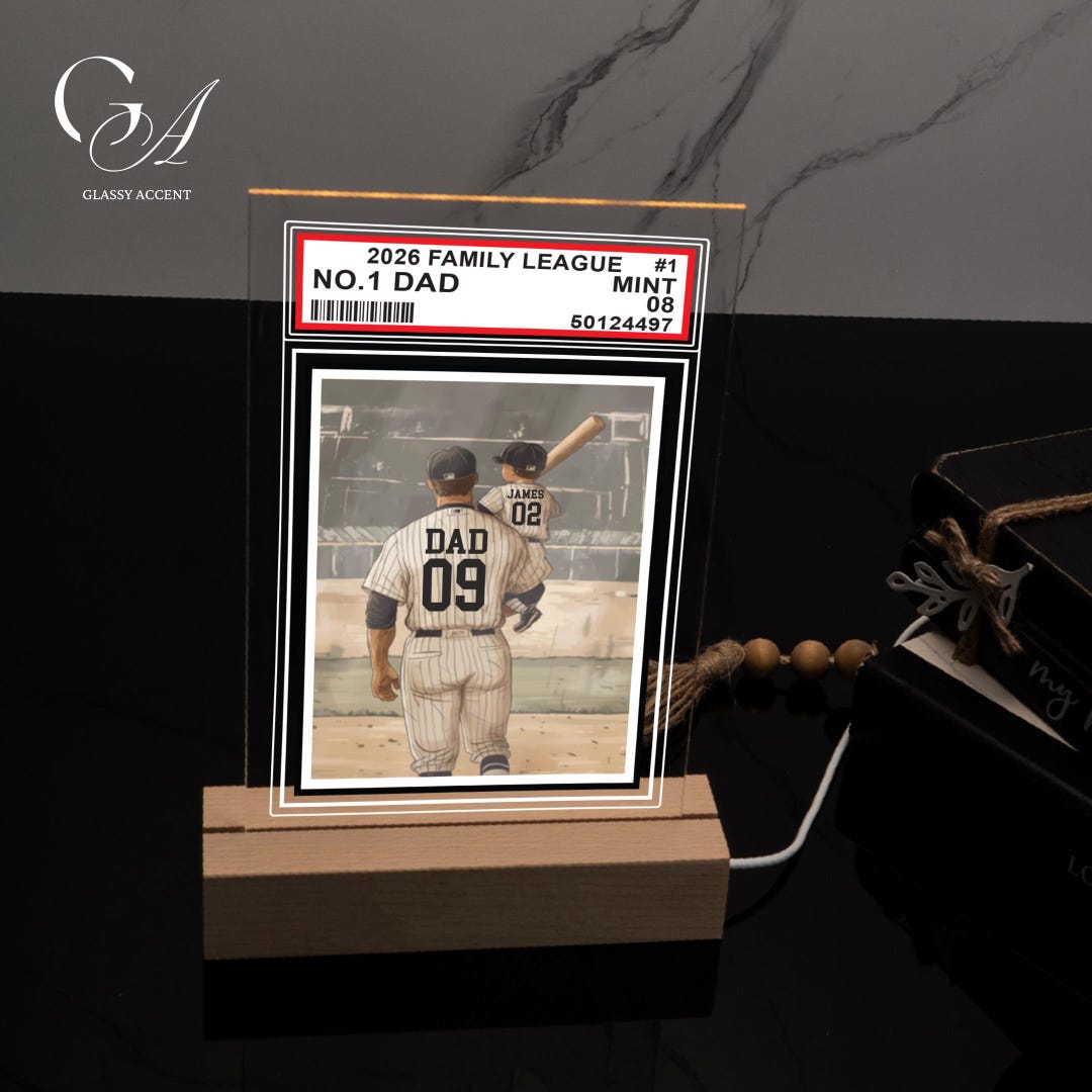 Baseball No. 1 Dad Trading Card Style, Custom Baseball Dad Gift Acrylic ...