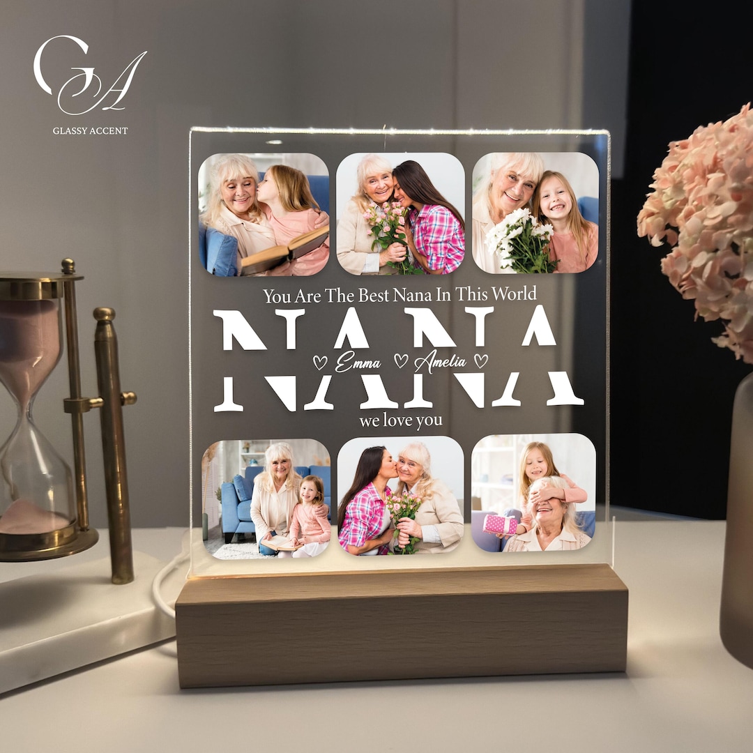 Personalized Nana Photo Night Light, Custom Name Acrylic Frame ...