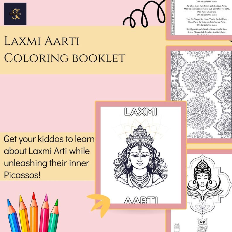 Hindu Mythology Kids Activity Card: Diwali Laxmi Aarti - Coloring ...