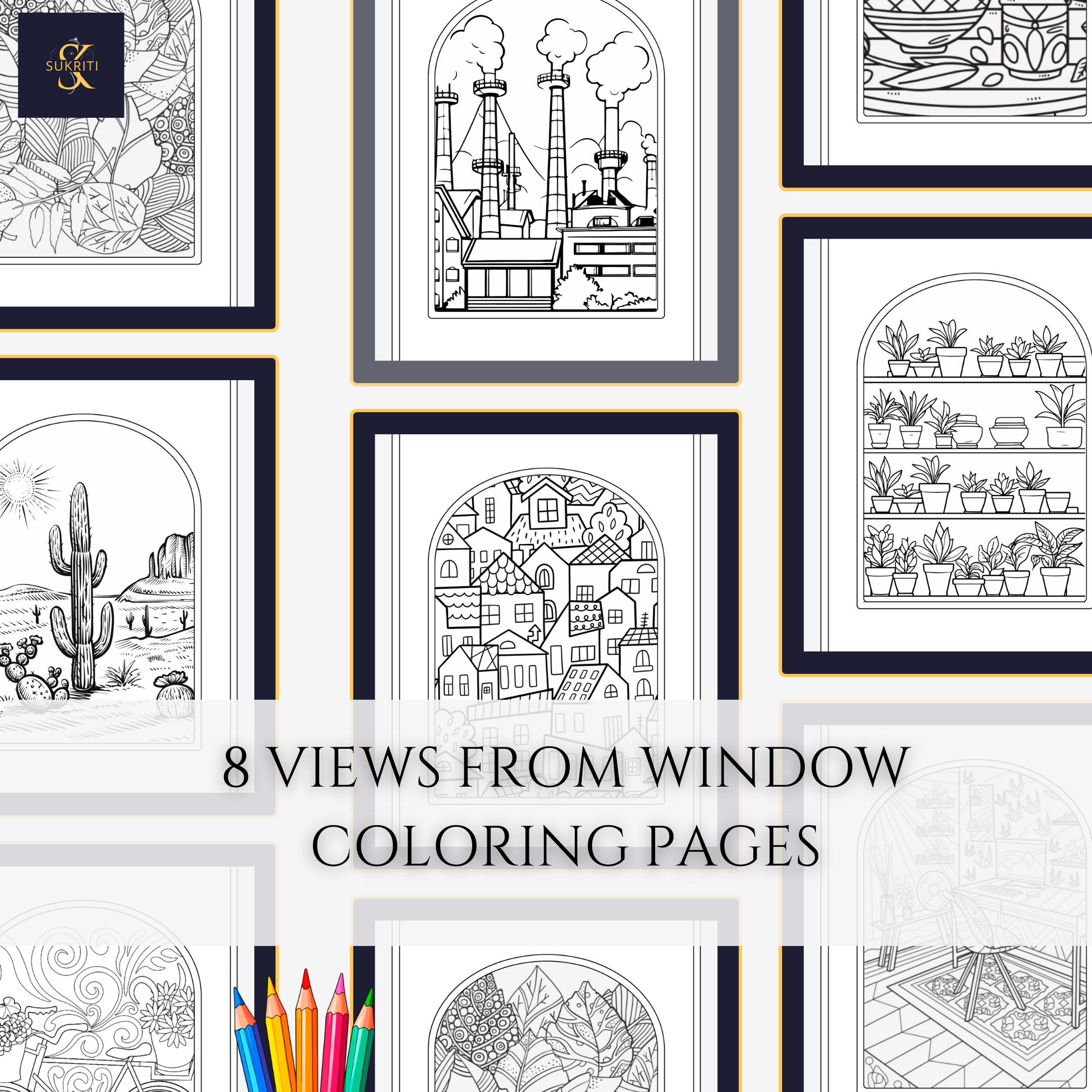 Window View Coloring Pages for Adults Printable Coloring Book ...