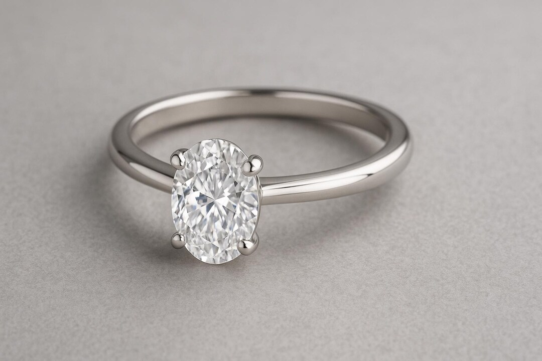 1ct Lab Grown Oval Diamond Solitaire Ring • G-H VS • 14K White, Yellow ...