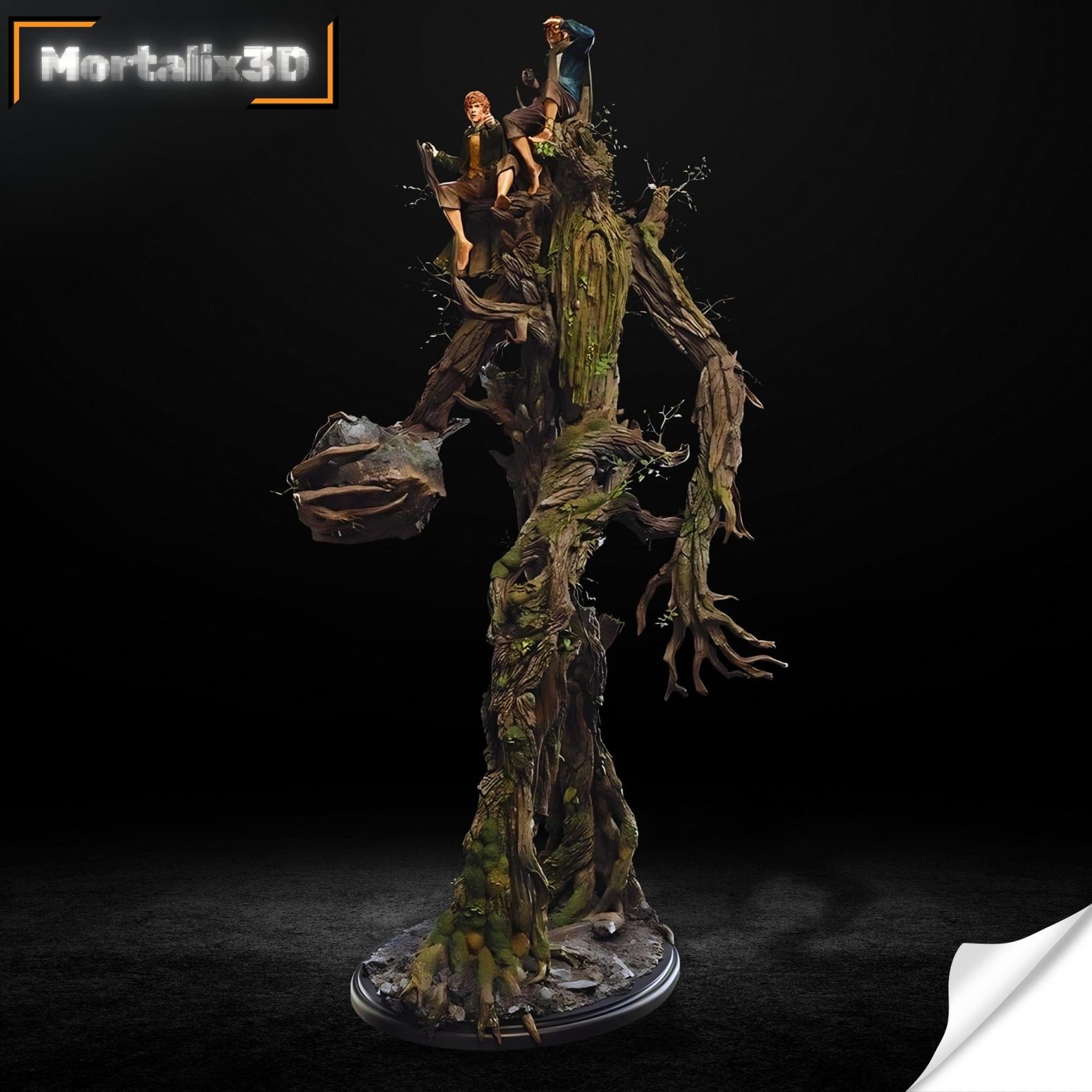 Treebeard (ent) With Hobbits Figure, Ent Stl 3D Model Design, Treebeard ...