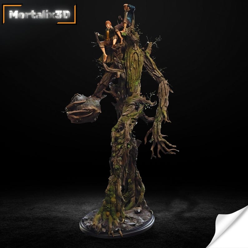 Treebeard (ent) With Hobbits Figure, Ent Stl 3D Model Design, Treebeard ...
