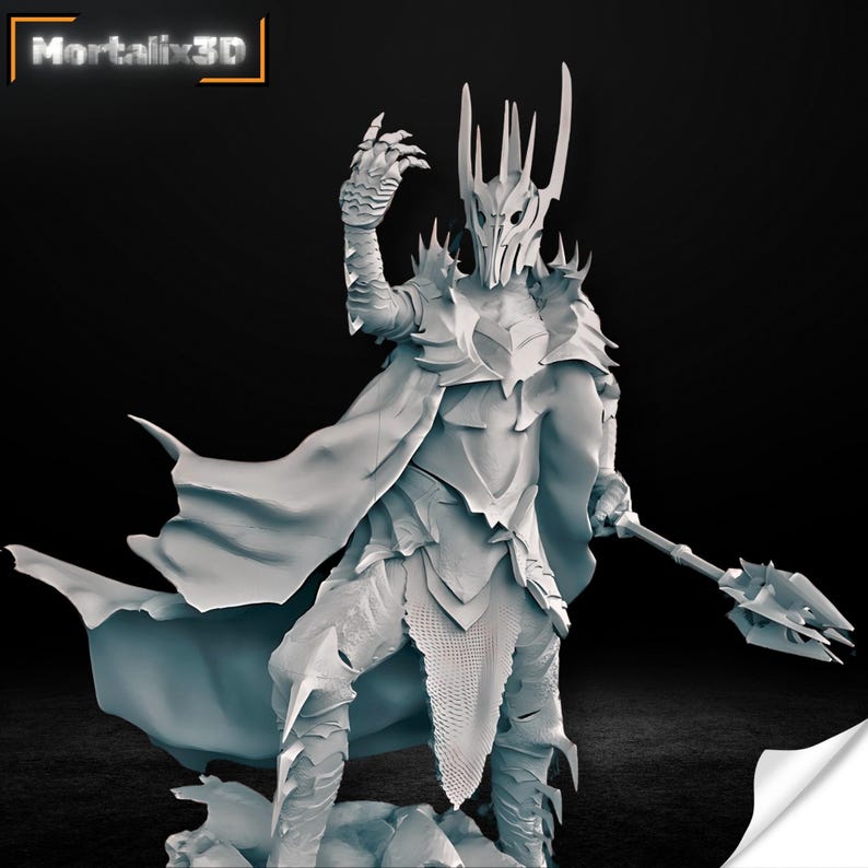 Sauron Dark Lord Statue Figure STL, Full Body Armor 3D Print Model ...