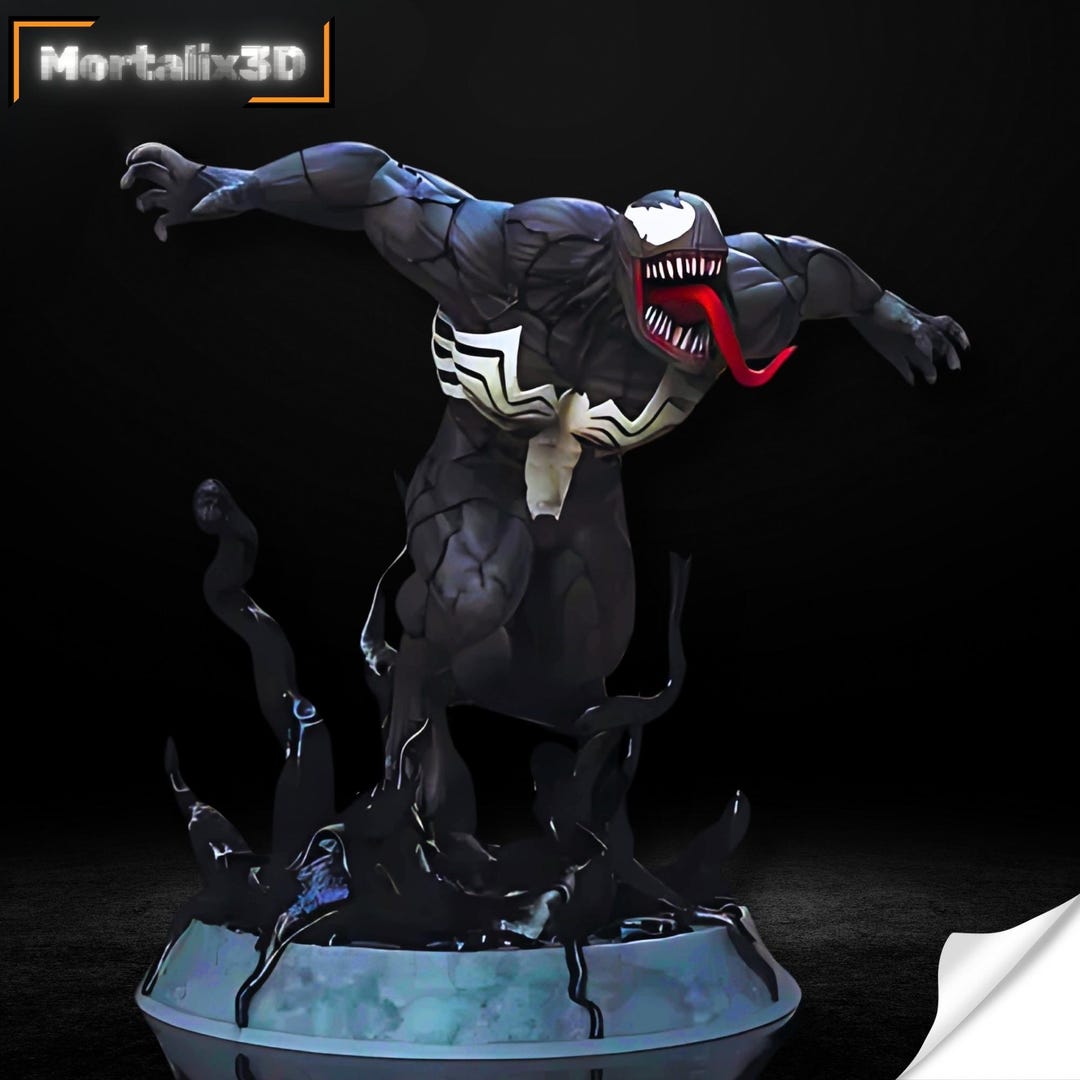 Venom Dynamic Pose Parts and Full Figure STL, Marvel Symbiote Full Body ...