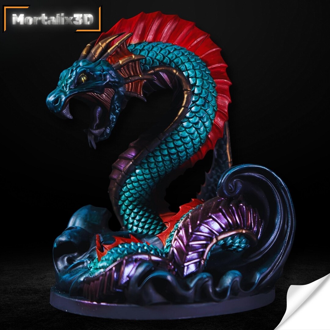 Jormungandr Figure Pre Supported STL, World Serpent Norse Mythology 3D ...