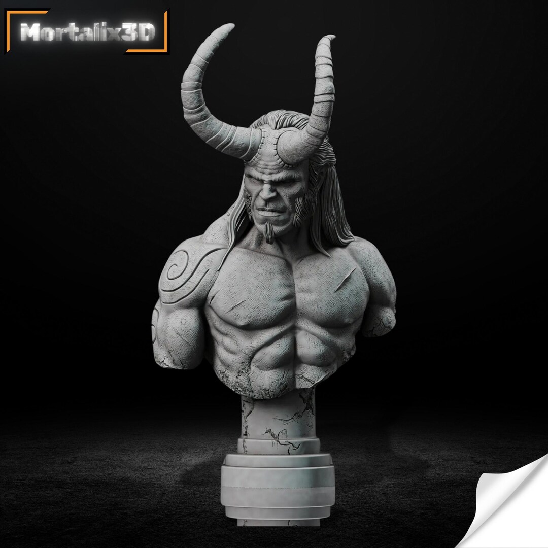 Hellboy Bust Pre Supported, Hellboy Stl File 3D Print, Hellboy Stl 3D ...