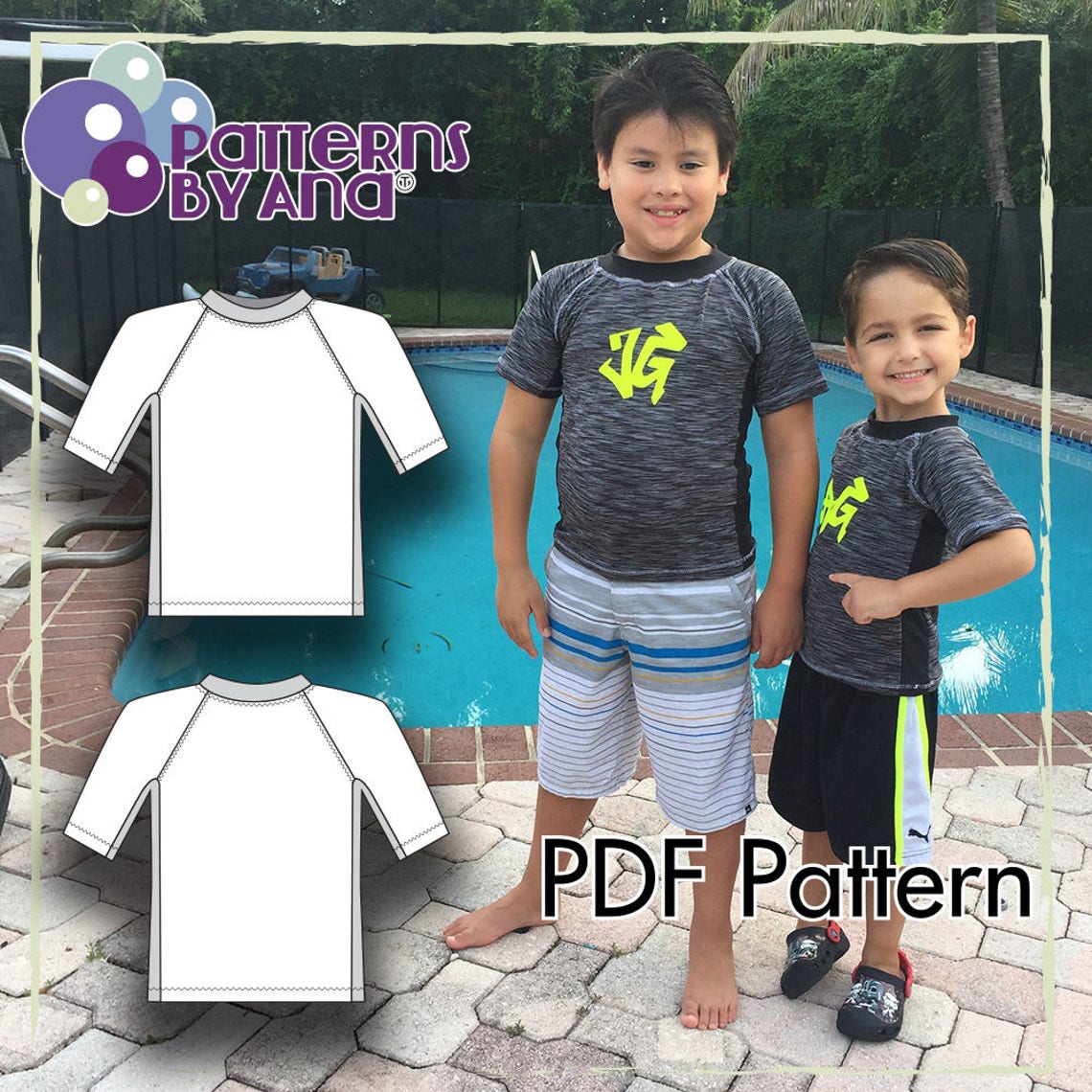 Kids Swim Shirt, Rash Guard PDF Sewing Pattern - Etsy