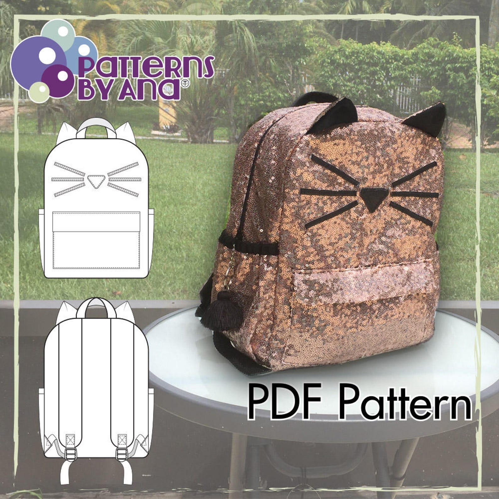 Back to School! Girl Kitty Toddler Backpack PDF Sewing Pattern. DIY - Etsy