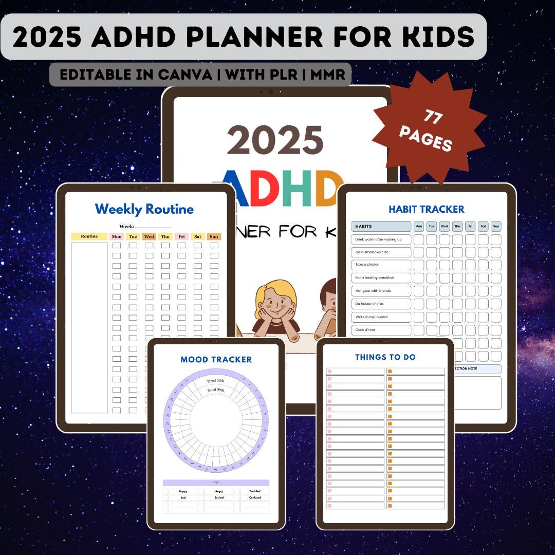 ADHD Digital Planner for Kids, ADHD Planner, Printable, Daily Planner ...