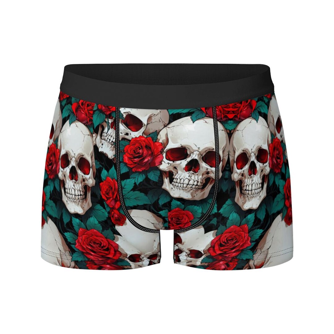 Mens Underwear Skeleton Patterned Boxer, Stylish and Stretchy Skull ...
