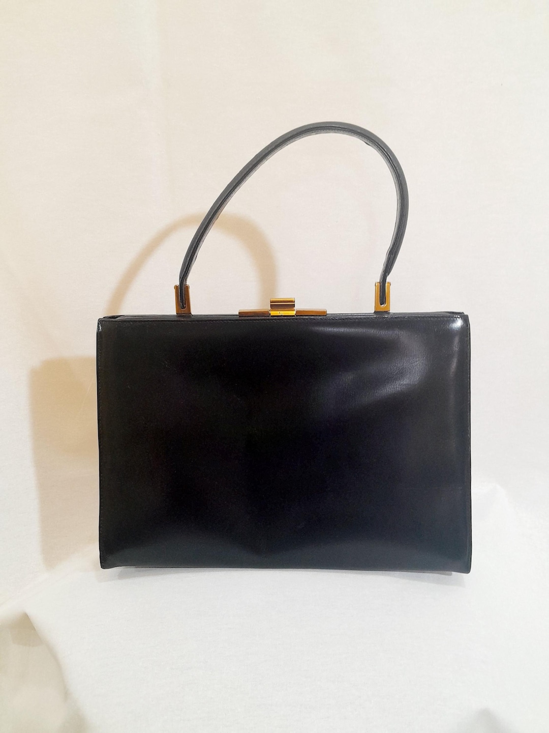 Vintage 50s Black Genuine Leather Purse - Etsy