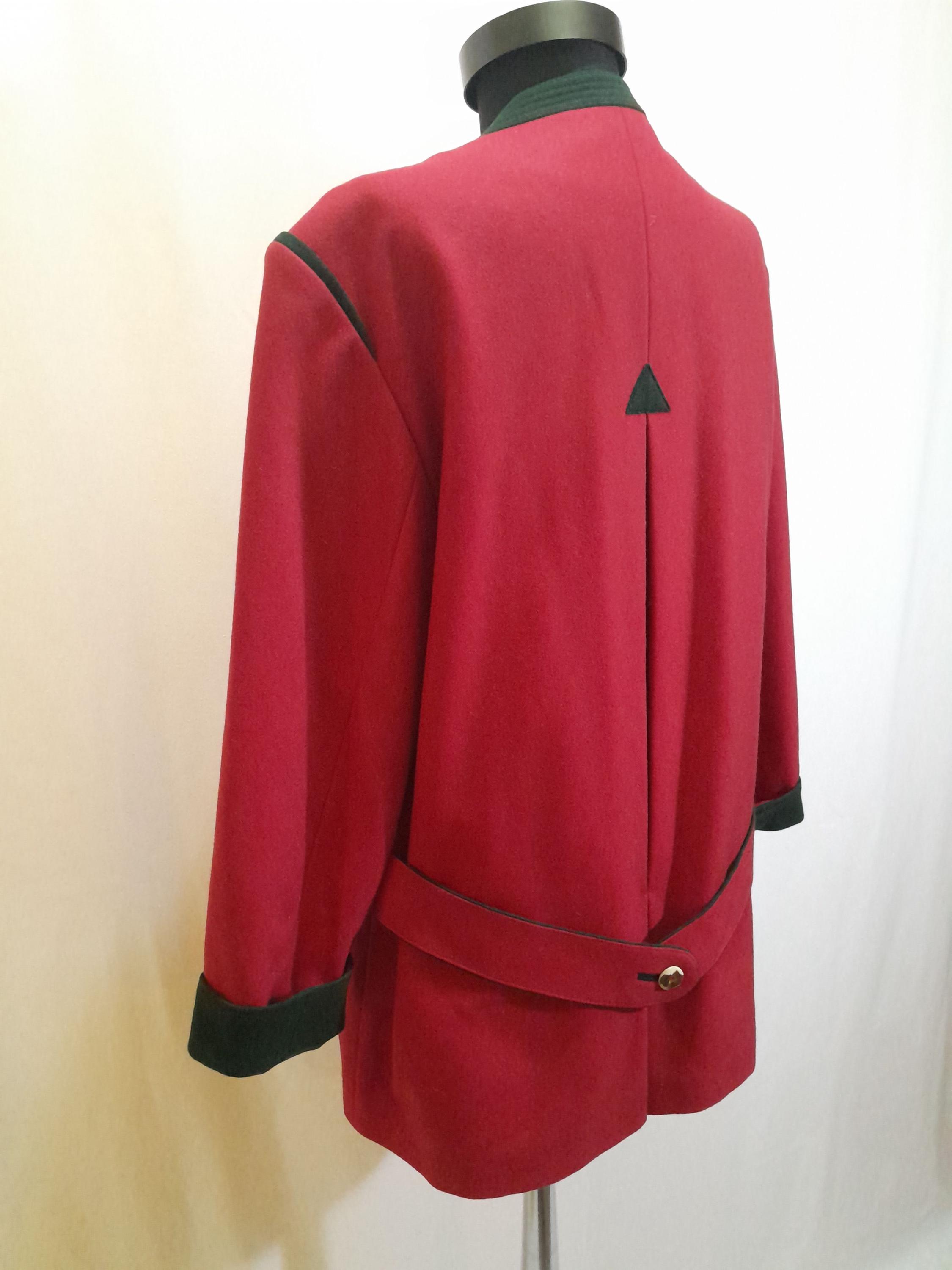 Vintage Lodenfrey Wool Blend Collarless Office Jacket 80s Tratchen Red ...