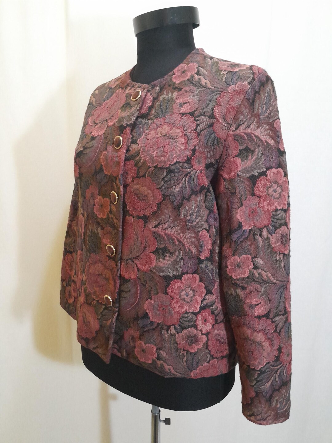 Vintage Tapestry Woven Jacket With Floral Print - Etsy