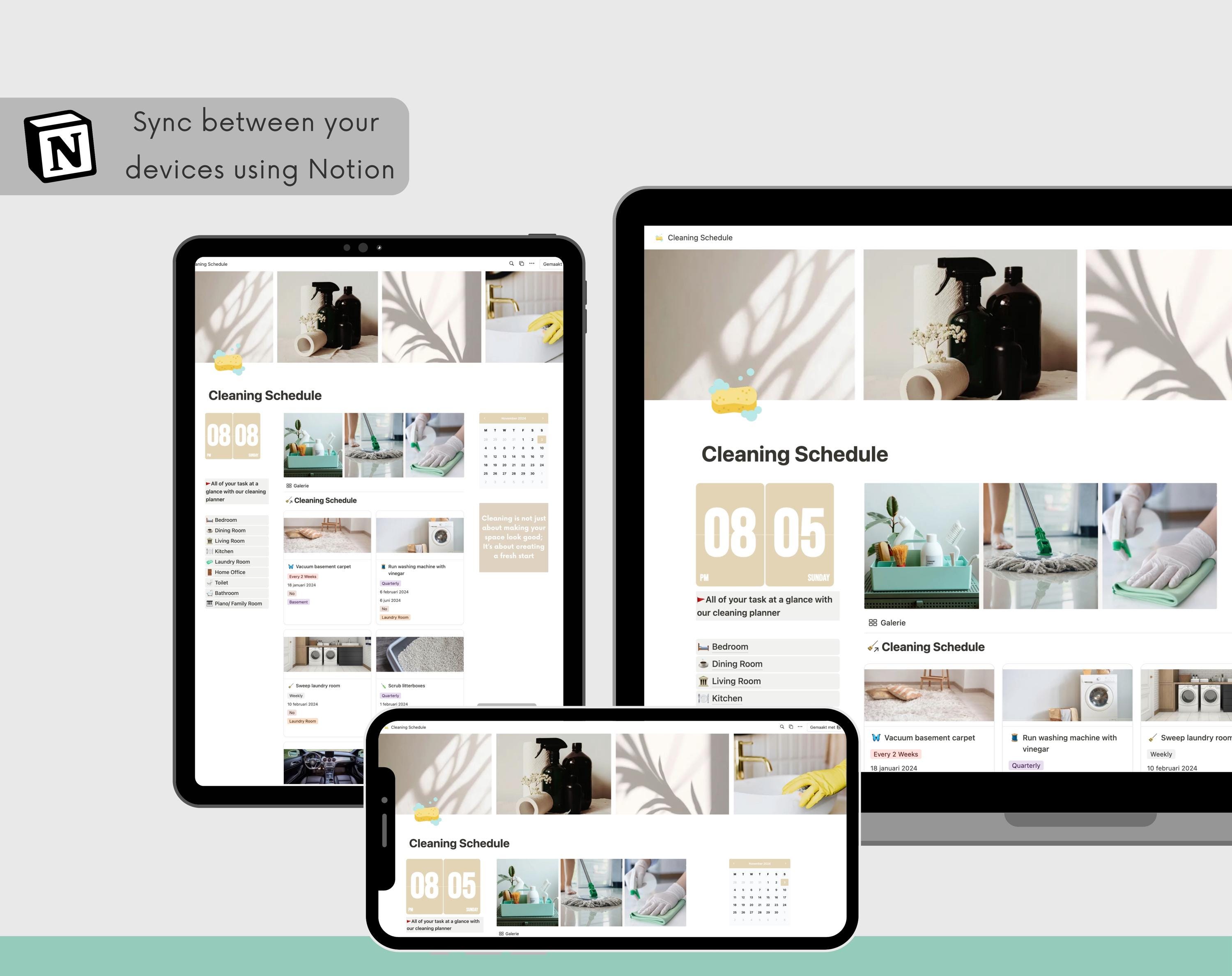 Cleaning Schedule Notion Template, Editable Cleaning Checklist ...