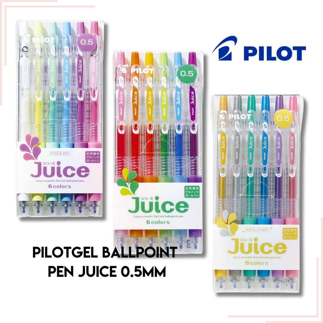 PILOT Gel Pen Juice 6 Color Set , Metallic 6 Color Set, Pastel 6 Color ...