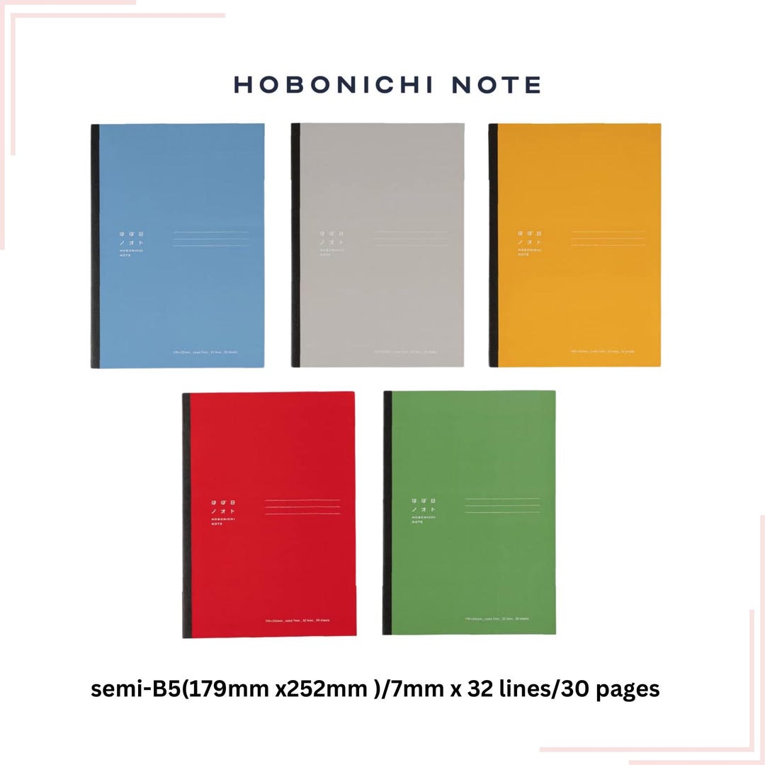 Hobonichi Note (semi-b5) 5-color Set 5 Pieces Notebook Set Lined - Etsy