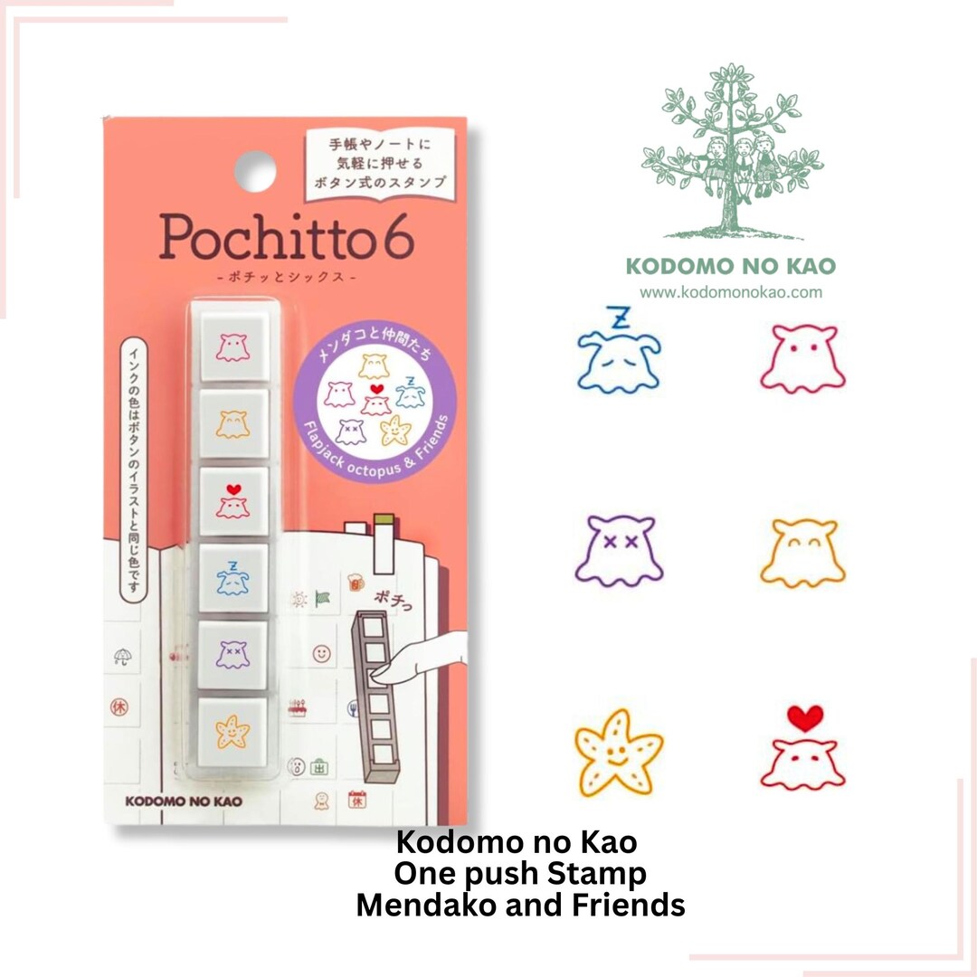Kodomo No Kao Pochitto 6 Stamp Mendako and Friends Design Easy Self ...
