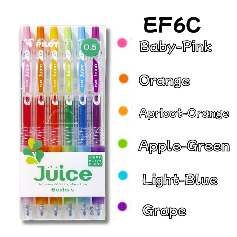 PILOT Gel Pen Juice 6 Color Set , Metallic 6 Color Set, Pastel 6 Color ...