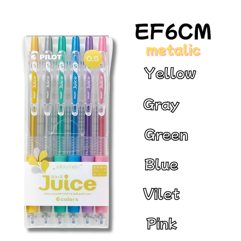 PILOT Gel Pen Juice 6 Color Set , Metallic 6 Color Set, Pastel 6 Color ...