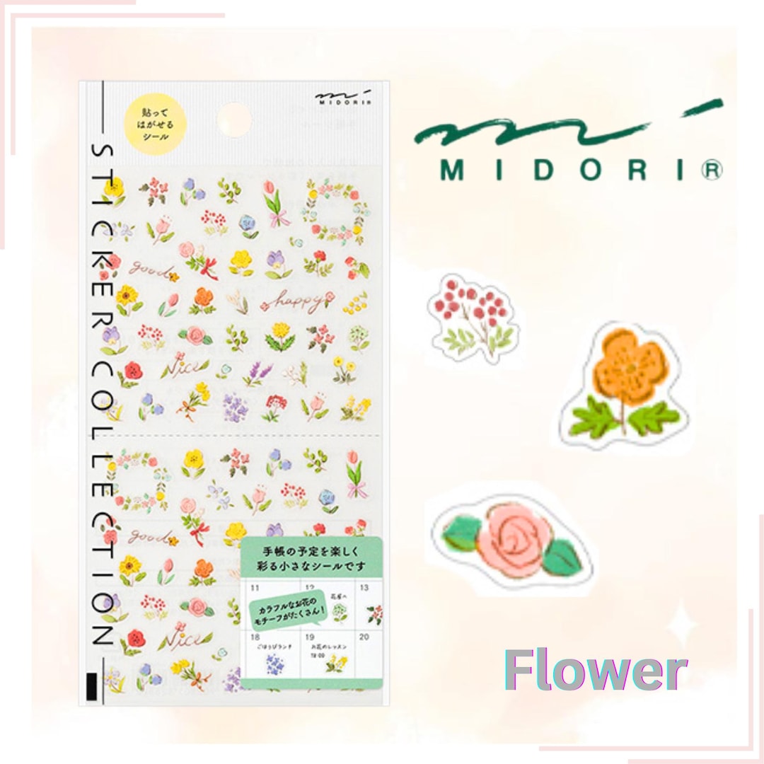 Midori Diary Stickers,stickers Wildflower Pattern Re-applicable ...