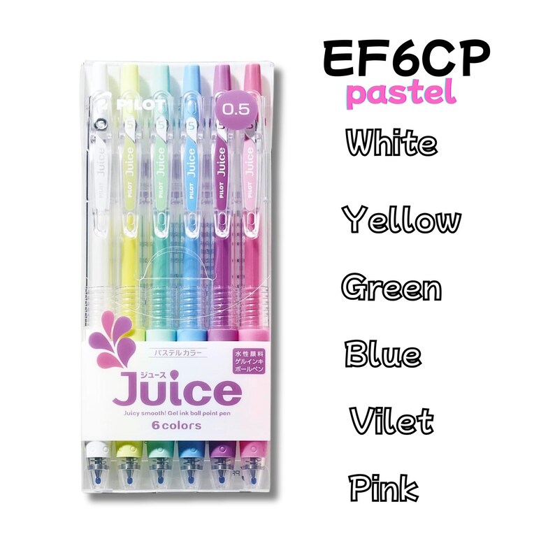 PILOT Gel Pen Juice 6 Color Set , Metallic 6 Color Set, Pastel 6 Color ...