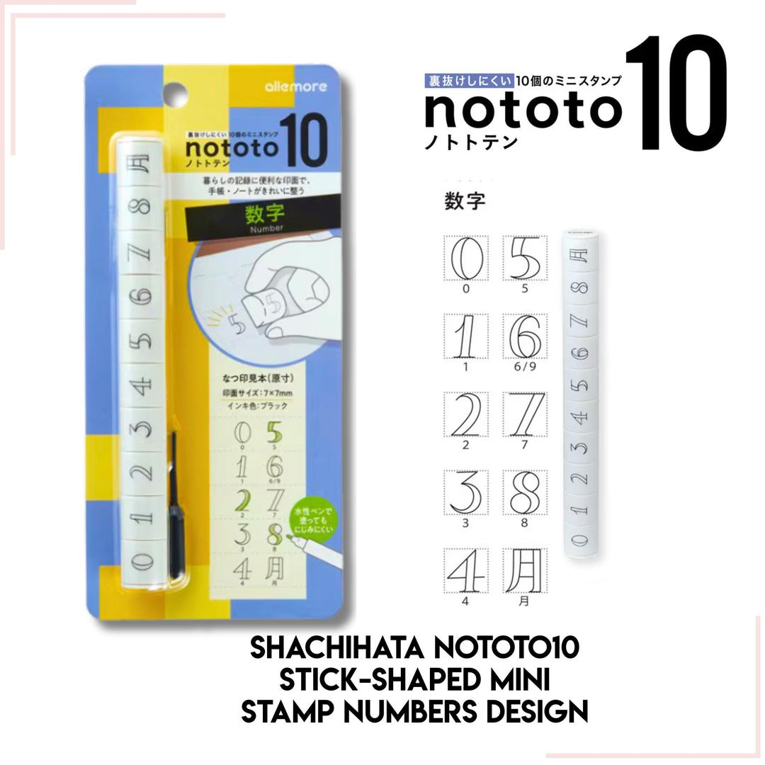 Shachihata Stick Stamp Nototot10 Black Stamp Number Design Mini Stamp ...