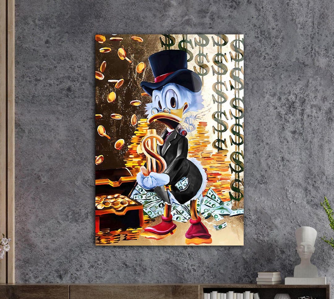 Duck and Dollar Glass Print,glass Printing,mcduck and Dollar Wall Art ...